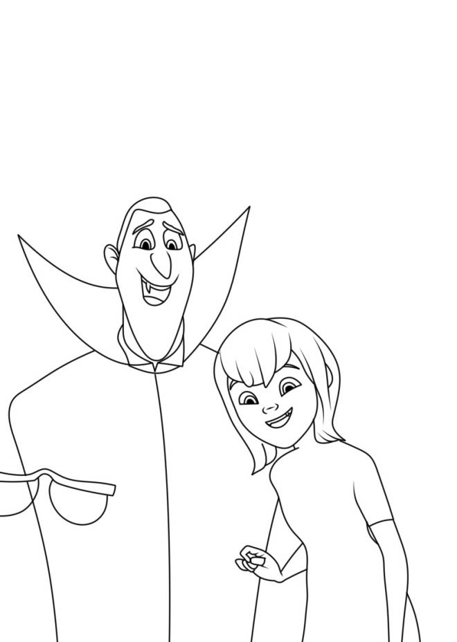 Coloriage Mavis avec Dracula de Hôtel Transylvanie