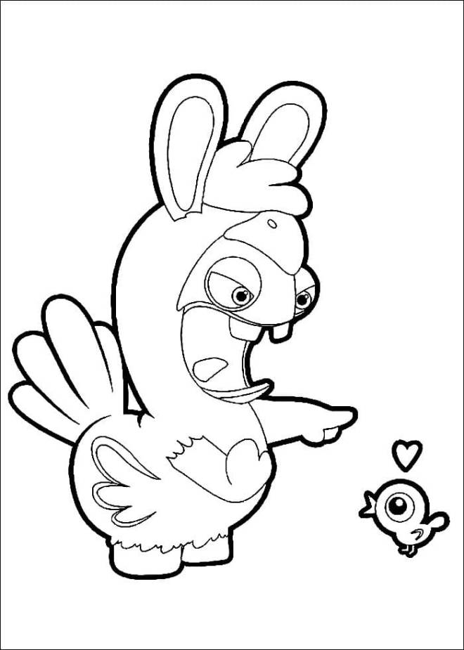 Coloriage Lapin crétin comme un oiseau dessin gratuit à imprimer