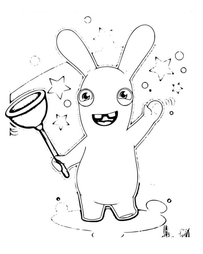 Coloriage Lapin crétin joyeux dessin gratuit à imprimer