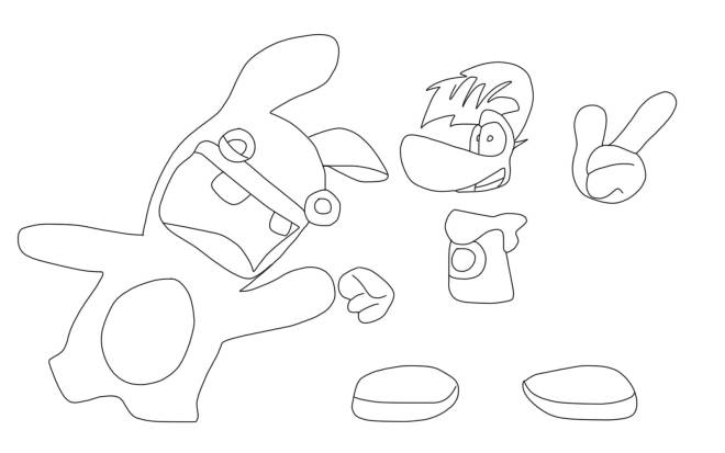 Coloriage Lapin crétins facile dessin gratuit à imprimer