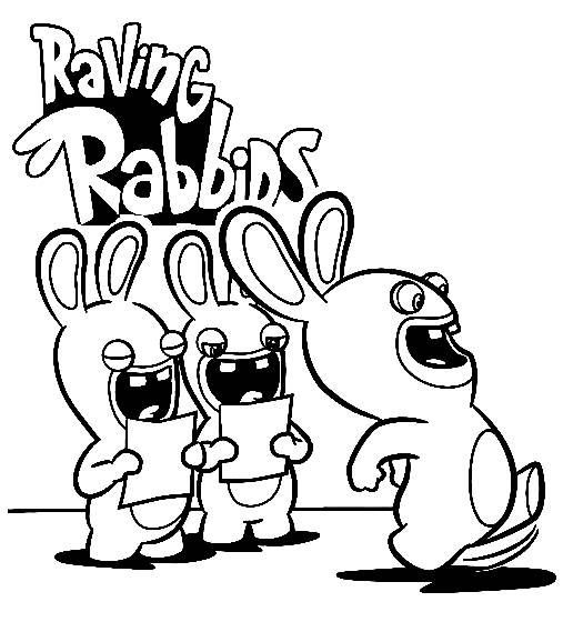 Coloriage Les Lapins Crétins de cartoon dessin gratuit à imprimer