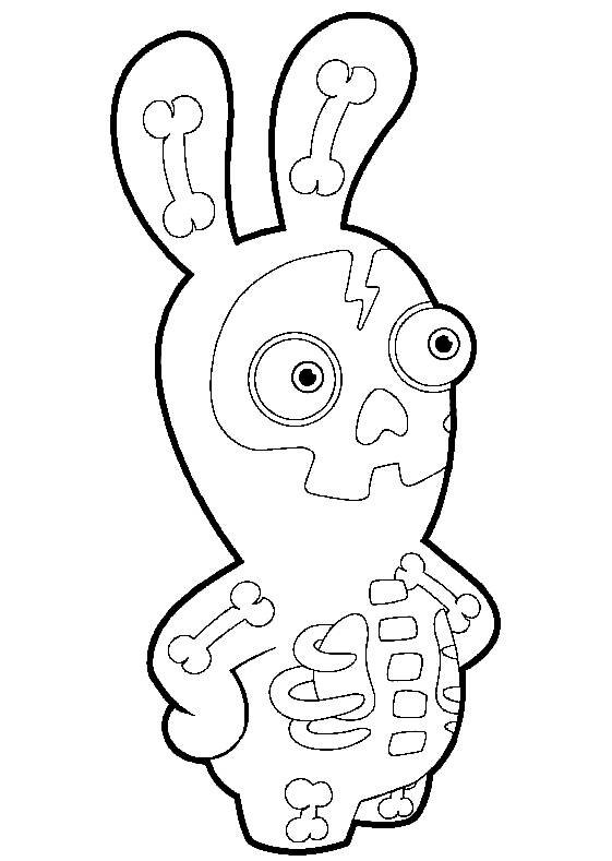 Coloriage Les lapins crétins pour Halloween
