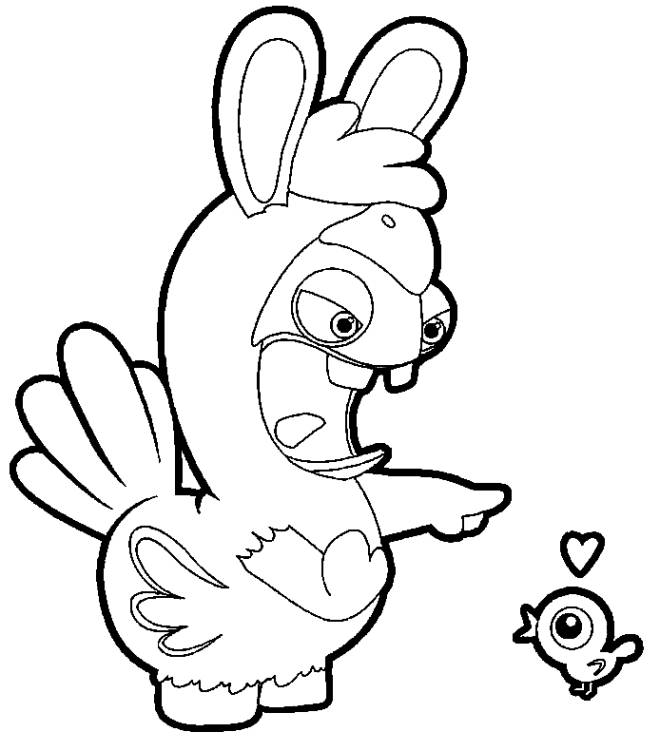 Coloriage Personnage poulet lapin de lapins crétins