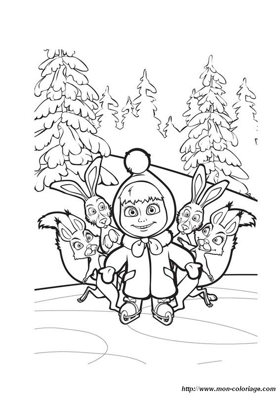 Coloriage Masha et Michka 8 dessin gratuit à imprimer