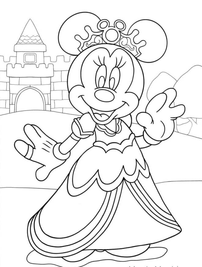 Coloriage Minnie princesse de Disney dessin gratuit à imprimer