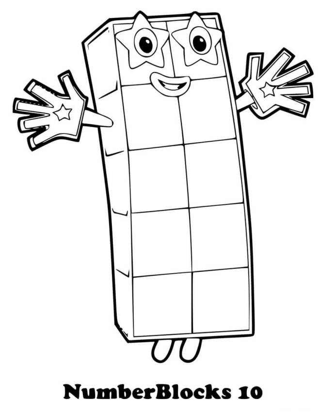 Coloriage Numberblocks 10 souriant dessin gratuit à imprimer Coloriage Numberblocks 10 souriant dessin gratuit à imprimer