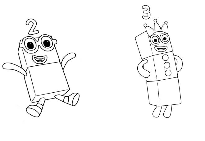 Coloriage Numberblocks numéro 2 et 3 dessin gratuit à imprimer