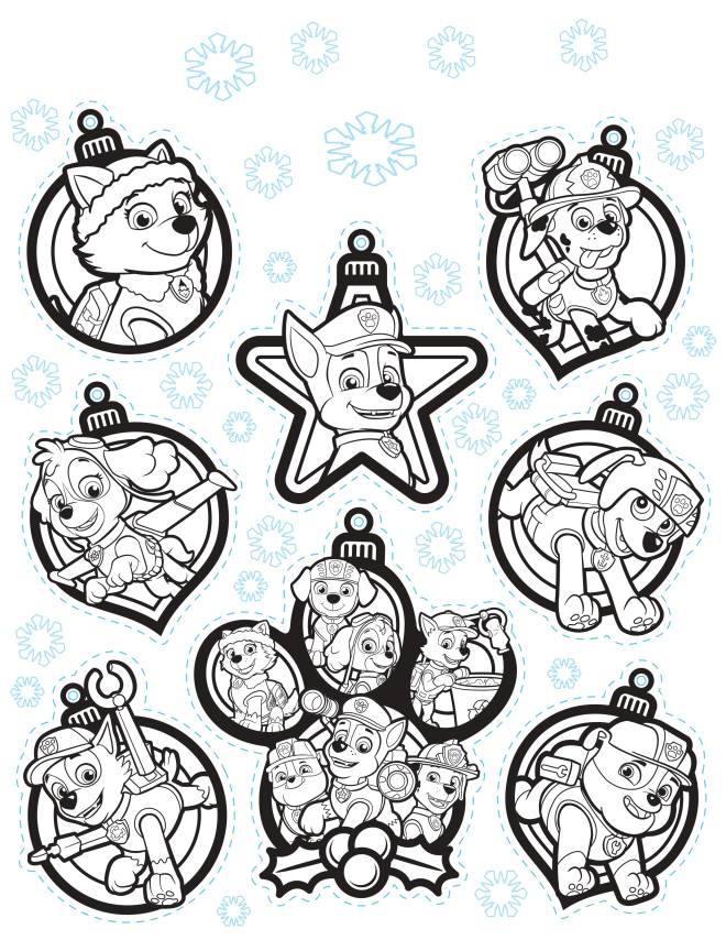 Coloriage Tous les personnages de Pat Patrouille dessin gratuit à imprimer