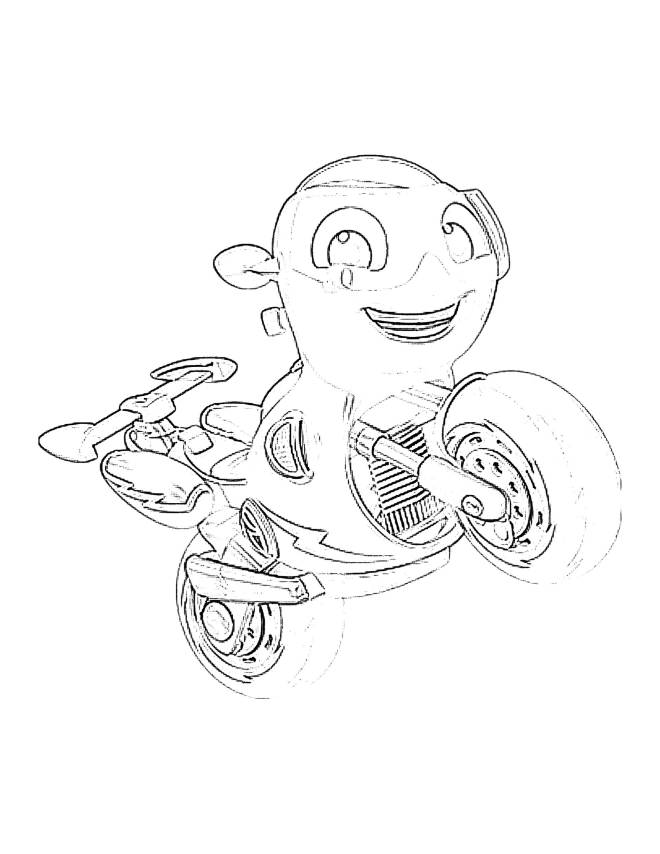 Coloriage Ricky Zoom en noir et blanc dessin gratuit à imprimer