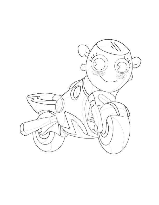 Coloriage Ricky Zoom moto pour fille dessin gratuit à imprimer