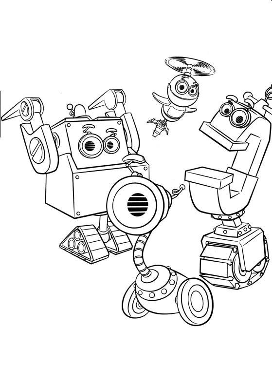 Coloriage Whirely, Bytes, Crush et Ray de Rusty Rivets