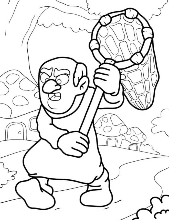 Coloriage Gargamel essaye d'attraper les Schtroumpfs Coloriage Gargamel essaye d'attraper les Schtroumpfs