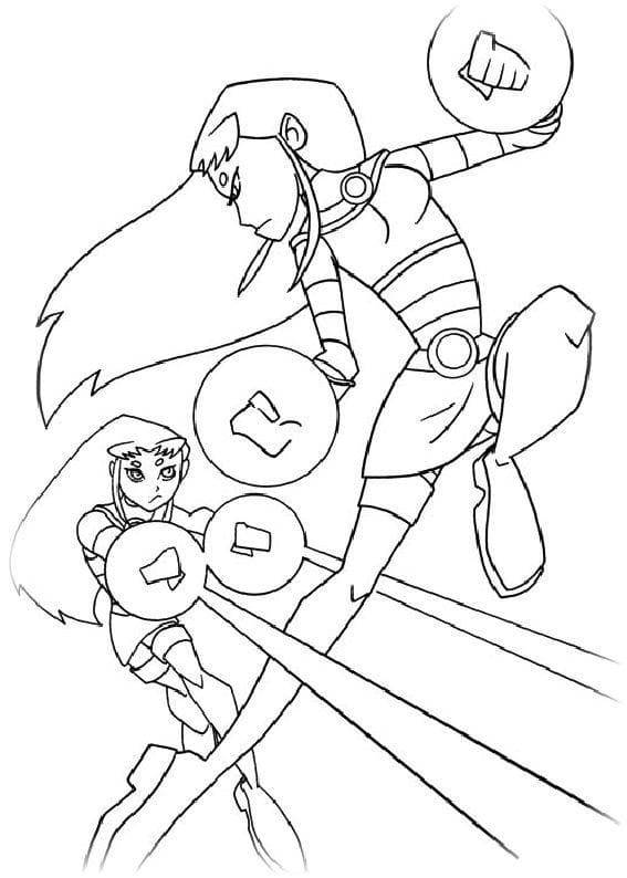 Coloriage Le combat des jeune Titans dessin gratuit à imprimer