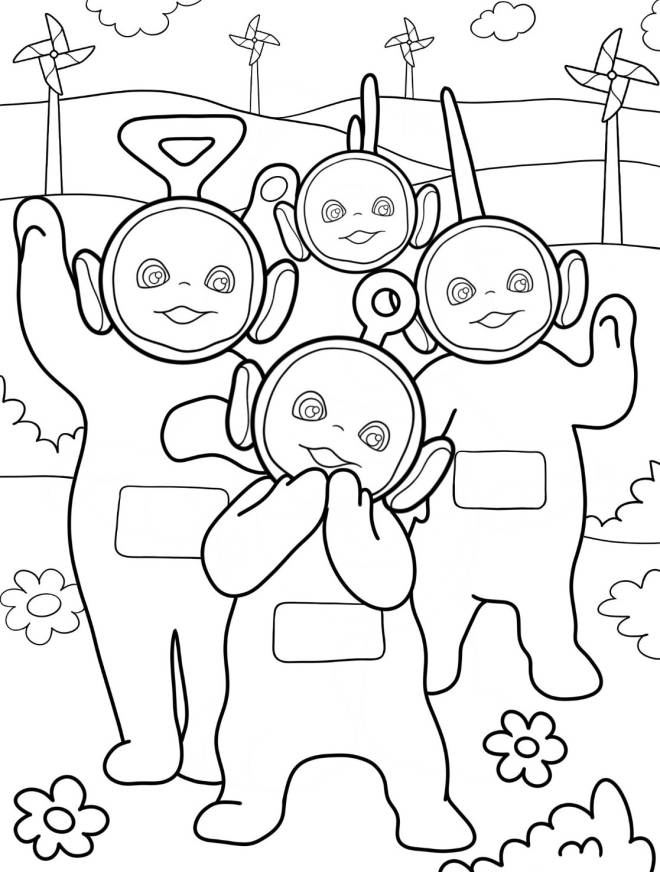 Coloriage Télétubbies amis ensemble