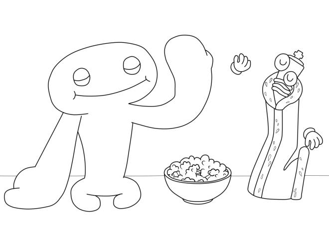 Coloriage Kinger pendant l'heur de gouter dessin gratuit à imprimer