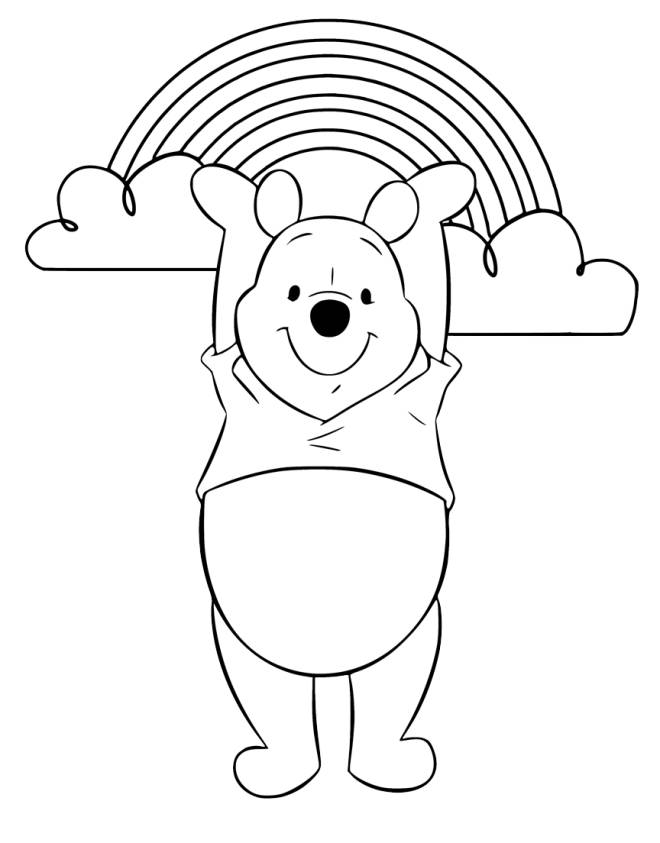 Coloriage L'arc-en-ciel de Winnie l'ourson dessin gratuit à imprimer