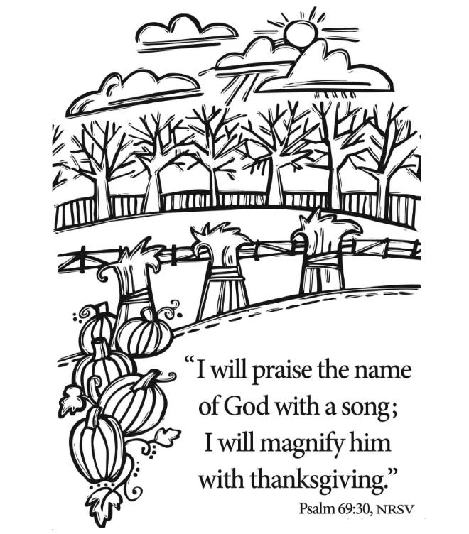 Coloriage Bible de l'action de grâce dessin gratuit à imprimer