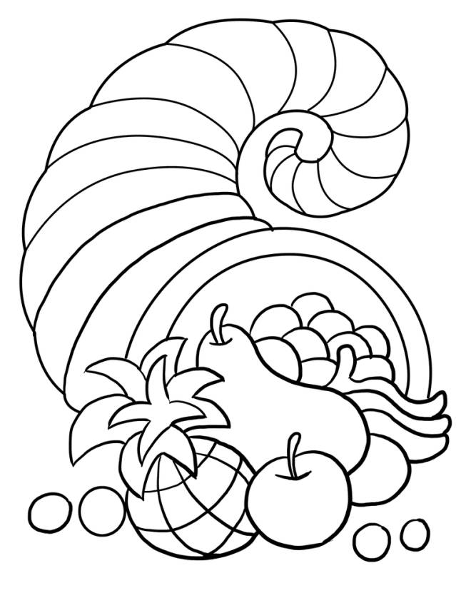 Coloriage Corne d'abondance d'Action de Grace en ligne ps