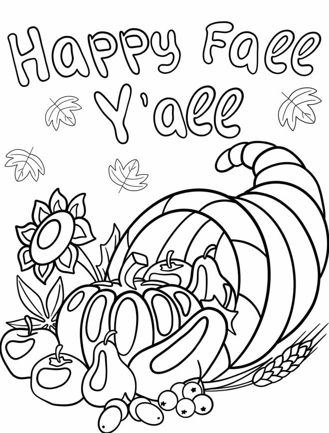 Coloriage Corne d'abondance de Thanksgiving dessin détaillé