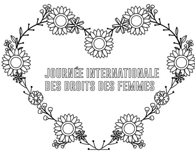 Coloriage Cœur fleuri pour Journée internationale des droits de la femme