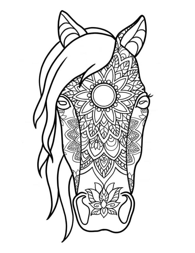 Coloriage Adulte cheval mandala détaillé Coloriage Adulte cheval mandala détaillé