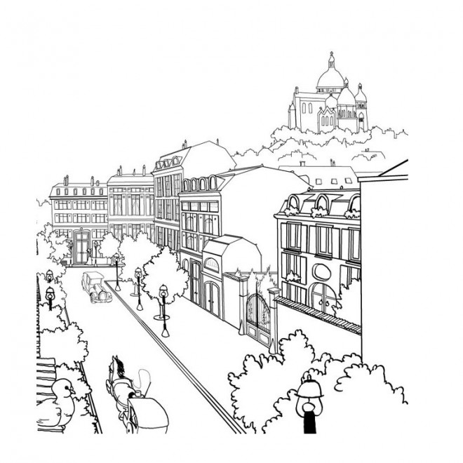 Coloriage Paysage de ville dessin gratuit à imprimer