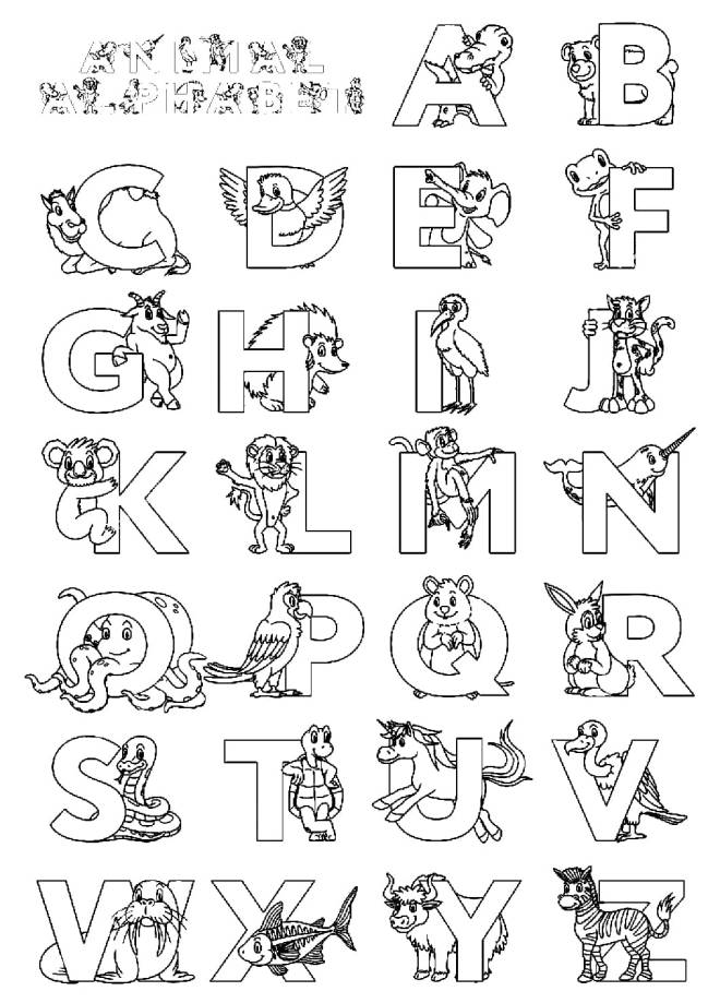 Coloriage Alphabet des animaux de A à Z dessin gratuit à imprimer