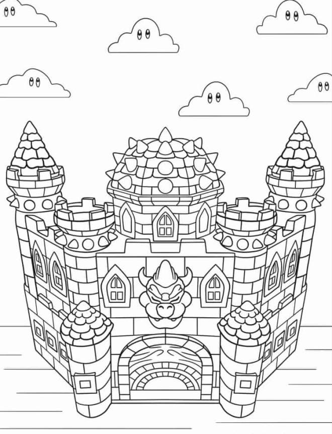 Coloriage Le château de Bowser dessin gratuit à imprimer