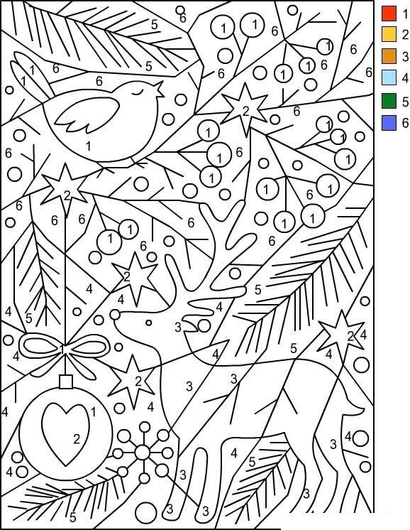Coloriage Illustration de Noel magique numéroté en ligne