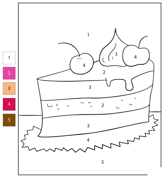Coloriage Gâteau nourriture magique par numéro