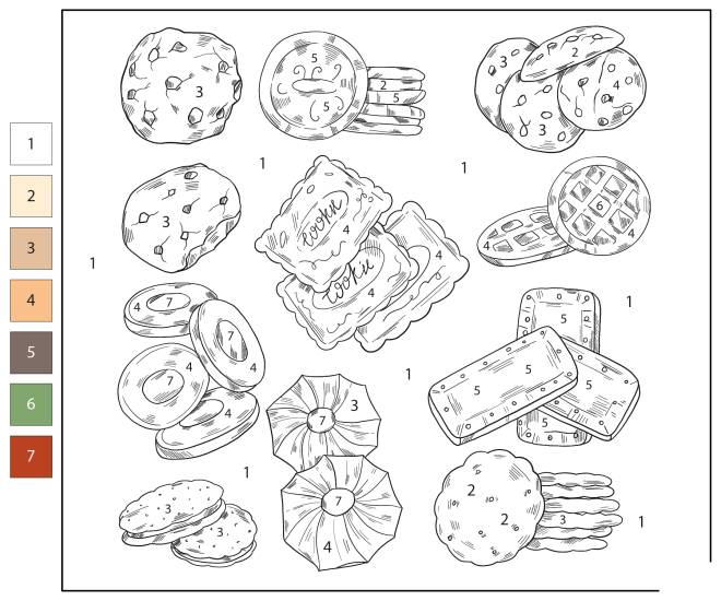 Coloriage Liste de biscuits numéroté gratuit à colorier