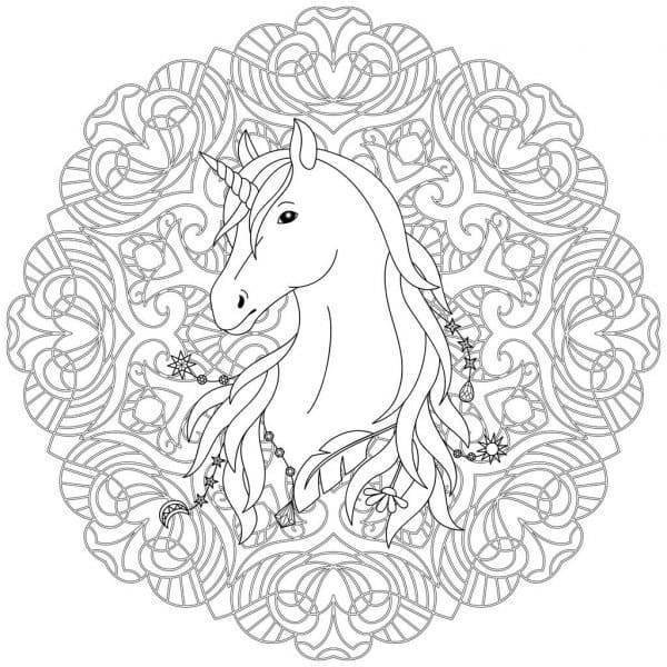 Coloriage Mandala tête de Licorne magique dessin gratuit à imprimer Coloriage Mandala tête de Licorne magique dessin gratuit à imprimer