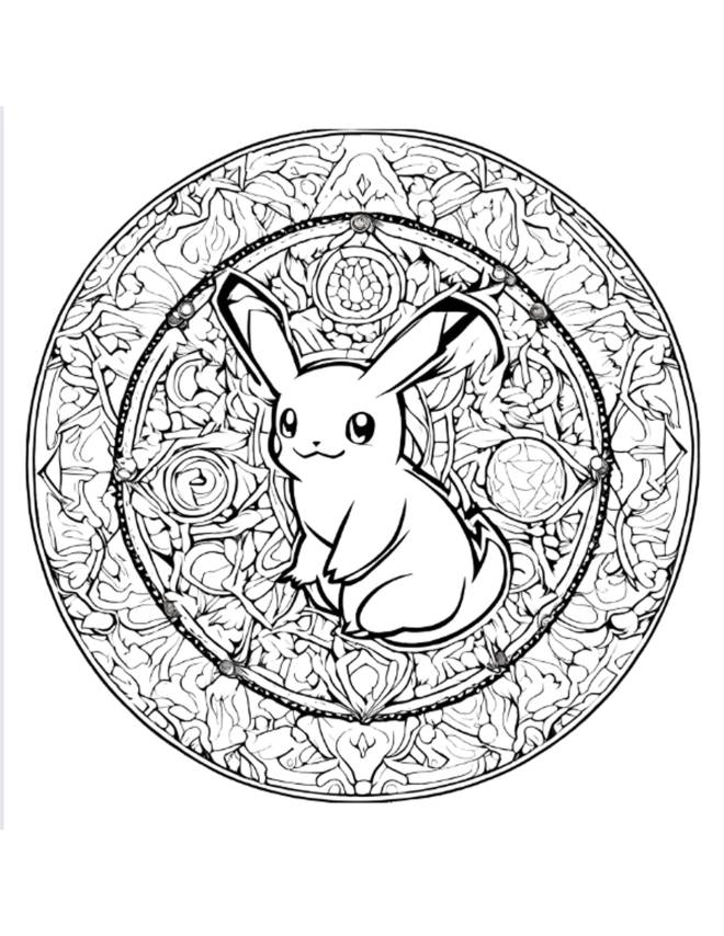 Coloriage Petite mandala Pikachu adulte dessin gratuit à imprimer