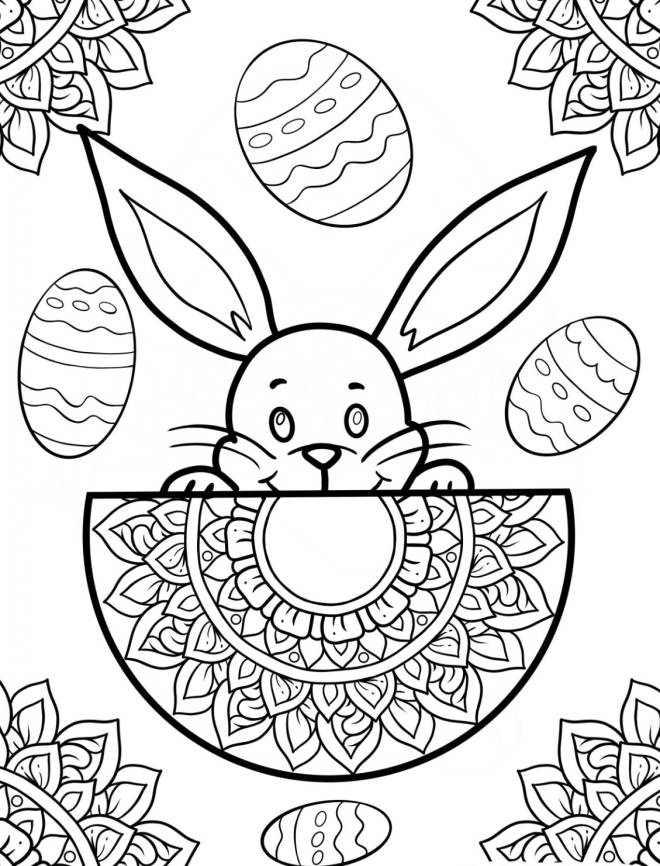 Coloriage Lapin et oeuf de Pâques mandala dessin gratuit à imprimer Coloriage Lapin et oeuf de Pâques mandala dessin gratuit à imprimer
