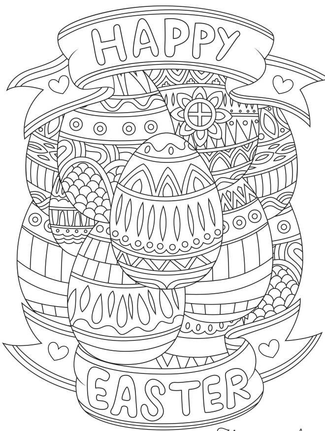 Coloriage Oeuf de la fête Easter difficile imprimable