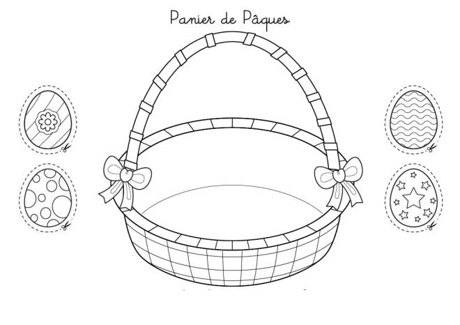 Coloriage Colorie ce panier d'oeuf de Pâques facile