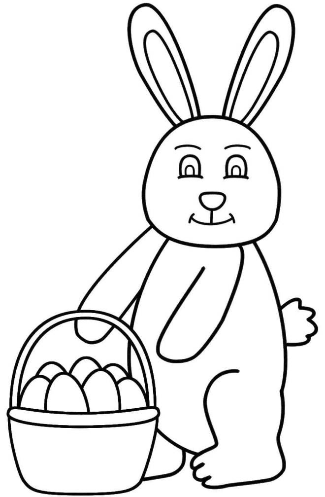 Coloriage Lapin tenant un panier de Pâques en ligne Coloriage Lapin tenant un panier de Pâques en ligne