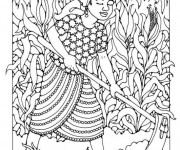 Coloriage Fermière dans Le Champs dessin gratuit à imprimer