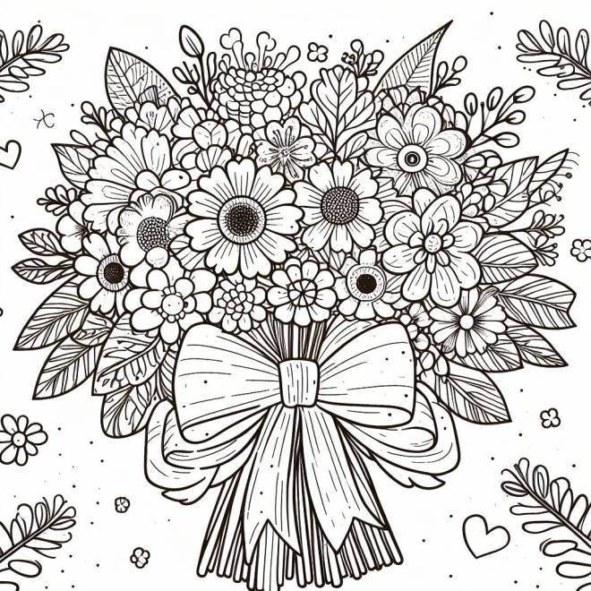 Coloriage Des fleurs bien arrangées dans un bouquet