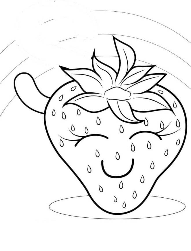 Coloriage Belle fraise qui sourit dessin gratuit à imprimer