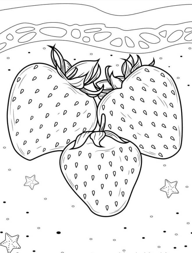 Coloriage Des grosses fraises sur la plage dessin gratuit à imprimer
