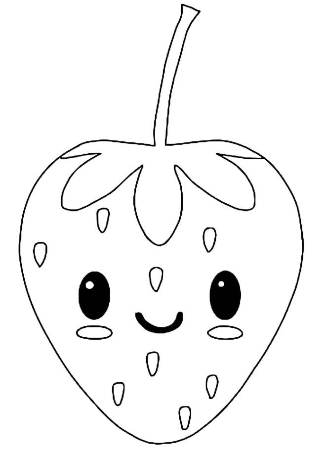Coloriage Fraise facile avec un visage dessin gratuit à imprimer