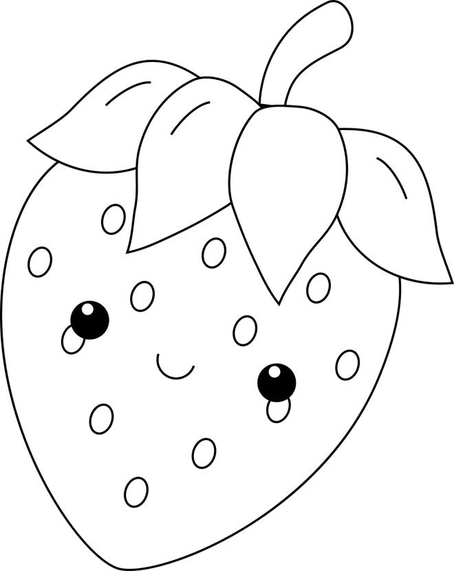 Coloriage Petite fraise kawaii dessin gratuit à imprimer