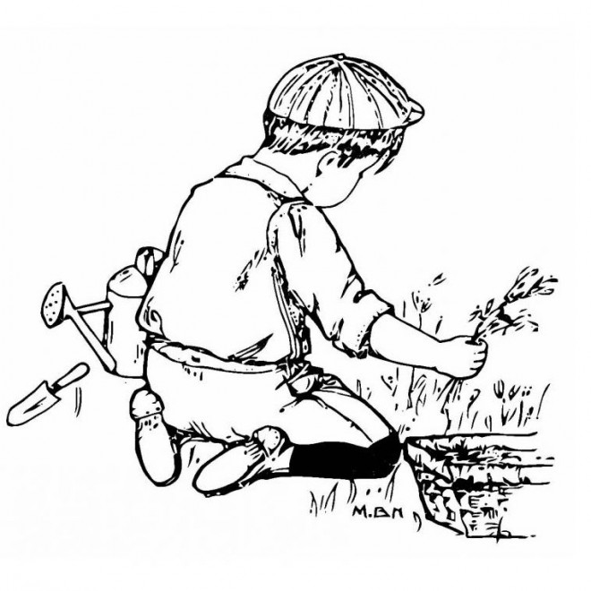 Coloriage Jardinier enfant dessin gratuit à imprimer
