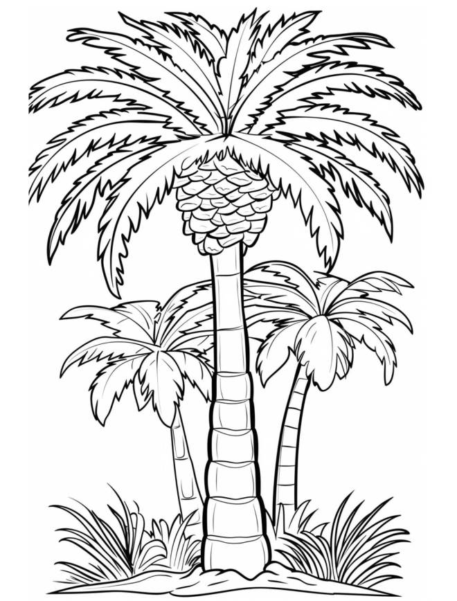 Coloriage Des palmiers arbres page des plantes dessin gratuit à imprimer