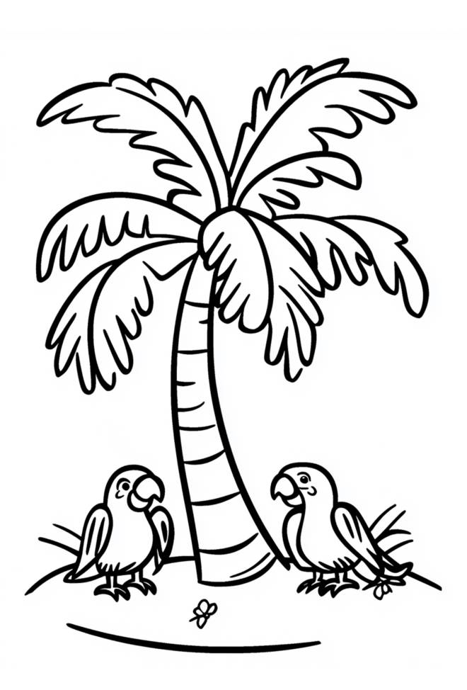 Coloriage Palmier avec deux perroquets dessin gratuit à imprimer Coloriage Palmier avec deux perroquets dessin gratuit à imprimer