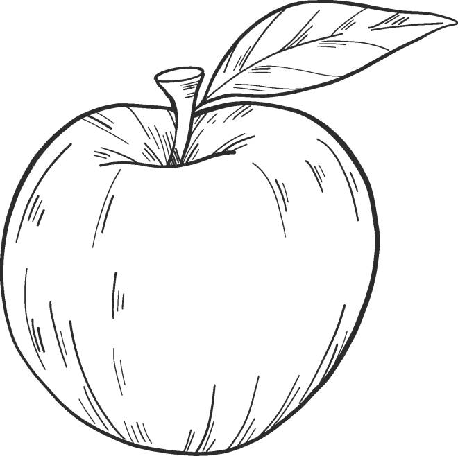 Coloriage Pomme rouge maternelle fruit dessin gratuit à imprimer