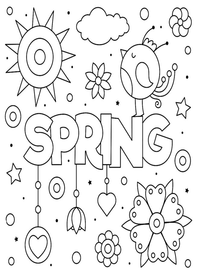 Coloriage Colorier cette illustration sur le thème de Printemps