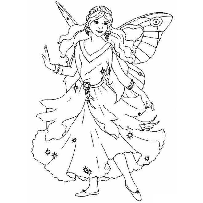 Coloriage fée elfes dessin gratuit à imprimer
