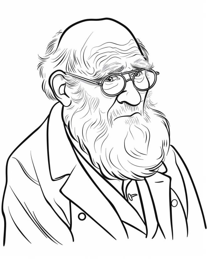 Coloriage Charles Darwin le biologiste dessin gratuit à imprimer